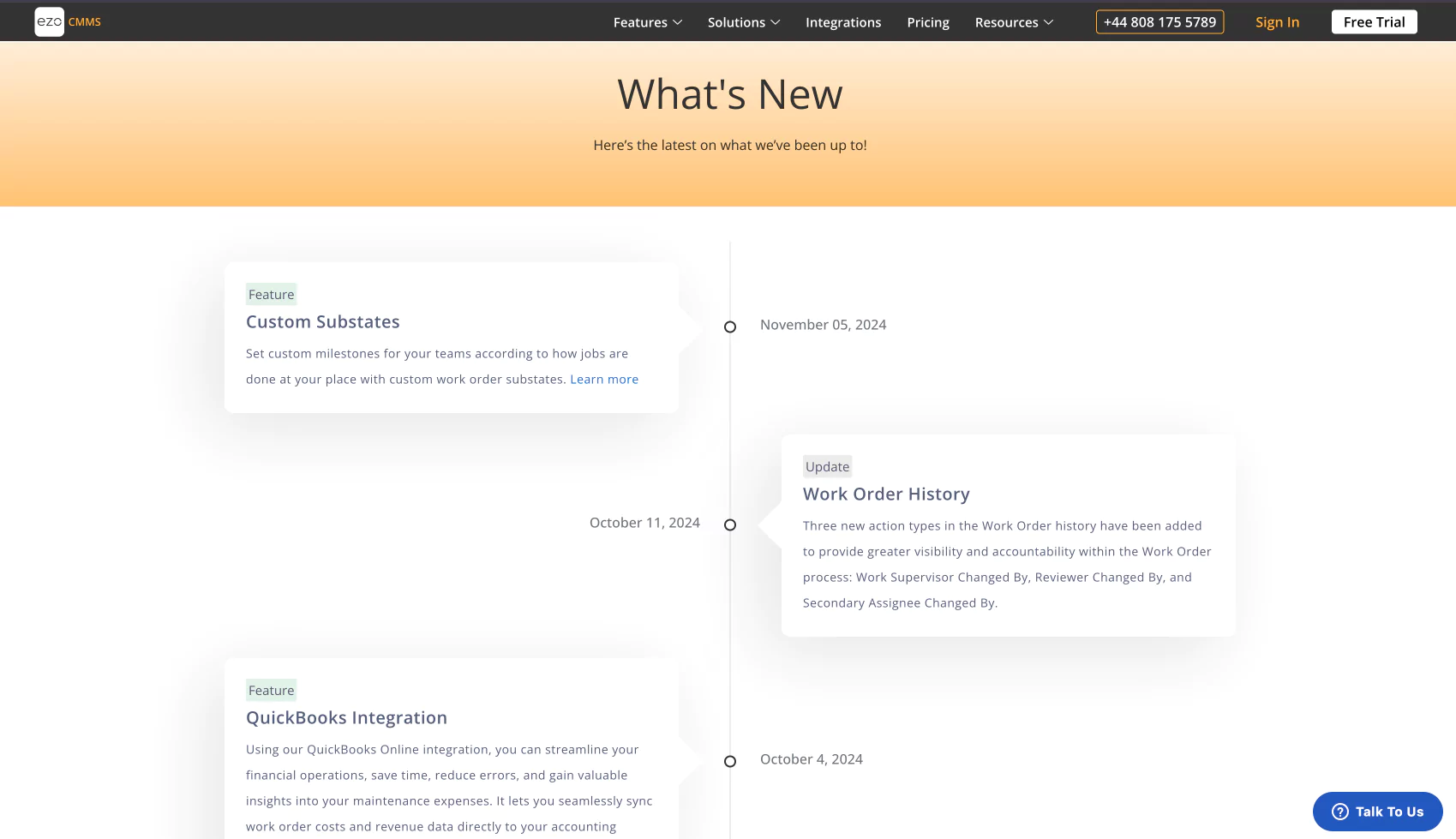 New Features - EZO CMMS